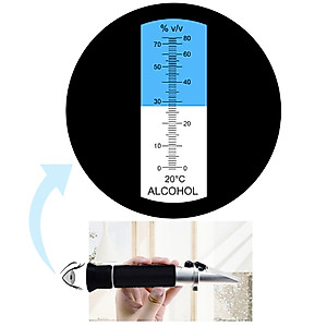 Alcohol Refractometer with ATC 0~80% VOL Volume, Optical Handheld Concentration Tester Meter for Distilled Beverages Making Homebrew