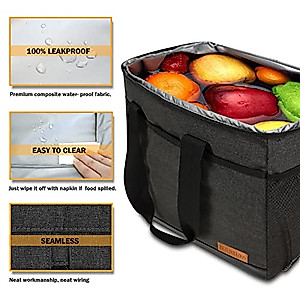 Collapsible Soft Cooler Bag,50 Cans Insulated Lunch Bag,Beach Cooler, Ice Chest,Large Leakproof Camping Cooler,Portable Travel Cooler for Grocery Shopping Picnics Work Meals (Black Grey)