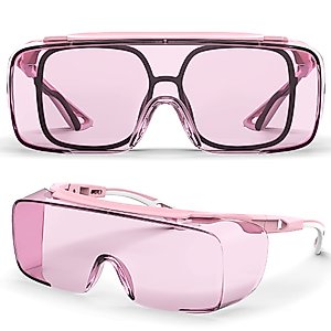 MEIGIX Safety Glasses Anti Fog Goggles Protective Eyewear Blue Light Blocking Anti Dust UV Protection Glasses For Men Women (pink)
