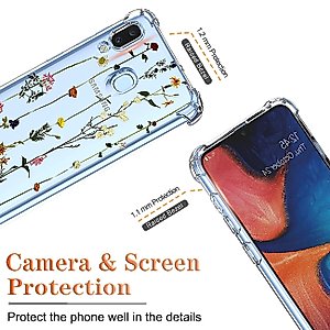 GTBDEKI Phone Case for Galaxy A40 Case,Samsung A40 SM-A405F Case with Screen Protector, Clear Case with Flower Garden Patterns Protective Phone Cover for Samsung Galaxy A40 Floral Garden