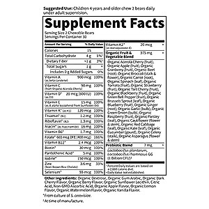 Garden of Life Vegetarian Multivitamin Supplement for Kids, Vitamin Code Kids Chewable Raw Whole Food Vitamin with Probiotics, 60 Chewable Bears