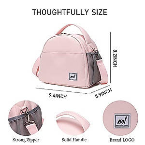 Lunch Bag Insulated Cooler Bag for Women Nylon Waterproof Lightweight Lunch Box Organiser (Pink)