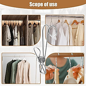 Stainless Steel Metal Long Tail Clip with Hooks,2024 New Stainless Steel Clothespins with Hooks,Clip Hanging Universal Clips,Hanging Universal Clips for Kitchen Bathroom Office DIY (20Pcs)