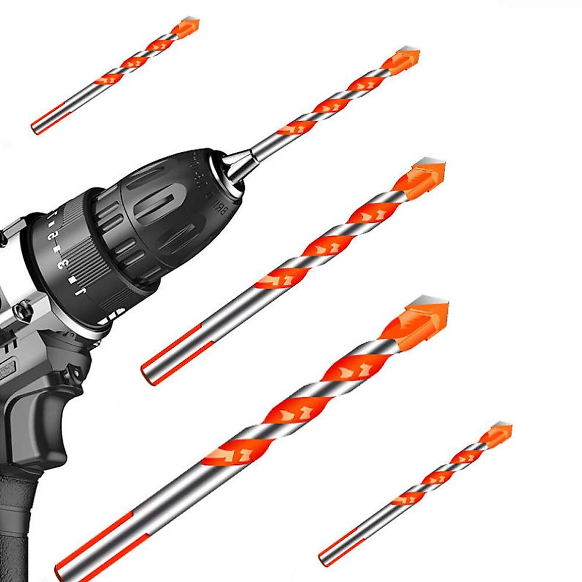 5Pcs Drill Bit Set (6/6/8/10/12mm) Carbide Alloy Multifunctional Drill Bit Set for Tile,Concrete, Brick, Glass, Plastic and Wood