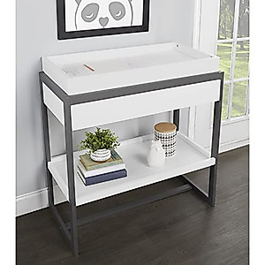 Dream On Me Arlo Changing Table in Steel Grey, Made of Solid New Zealand Pinewood, Non-Toxic Finish, Comes with Water Resistant Mattress Pad & Safety Strap