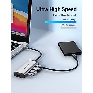 USB C HUB 4K 30Hz, VENTION USB C Multiport Adapter 5-in-1 with 4K HDMI, 100W Power Delivery, 3 USB 3.0 Data Port for MacBook Pro/Air M1 2020, iPad Pro 2021, iPad Mini 6, Surface Pro and More