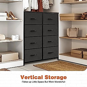 Dresser - Dresser for Bedroom Drawer Dresser Organizer Storage Drawers Fabric Storage Tower with 8 Drawers, Chest of Drawers with Fabric Bins, Steel Frame, Wood Top for Bedroom, Closet, Entryway