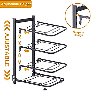 AJSWISH Pots and Pans Organizer for Cabinet, Heavy Duty Pot Organizer Rack for Under Cabinet, Adjustable and Snap-on Pot Rack for Kitchen Organization & Storage- 3 Tier