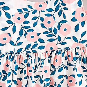 PATPAT Toddler Baby Girl Clothes Floral Print Bowknot Sleeveless Cute Baby Girl Dress Set 3-6 Months 2PC