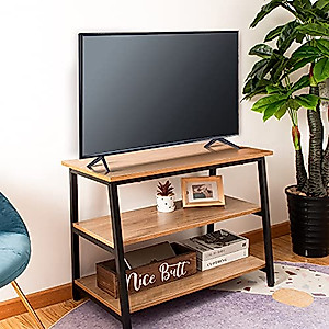 Coral Flower Stand for TV up to 36", Entertainment Center is Equipped with 2 Layers of Storage Racks, Used for Living Room, Bedroom and Lounge, Light Oak 2