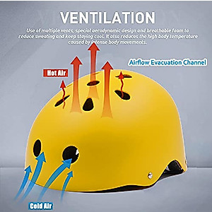 Tourdarson Skateboard Helmet Impact Resistance Ventilation for Youth & Adults (Yellow,Large)