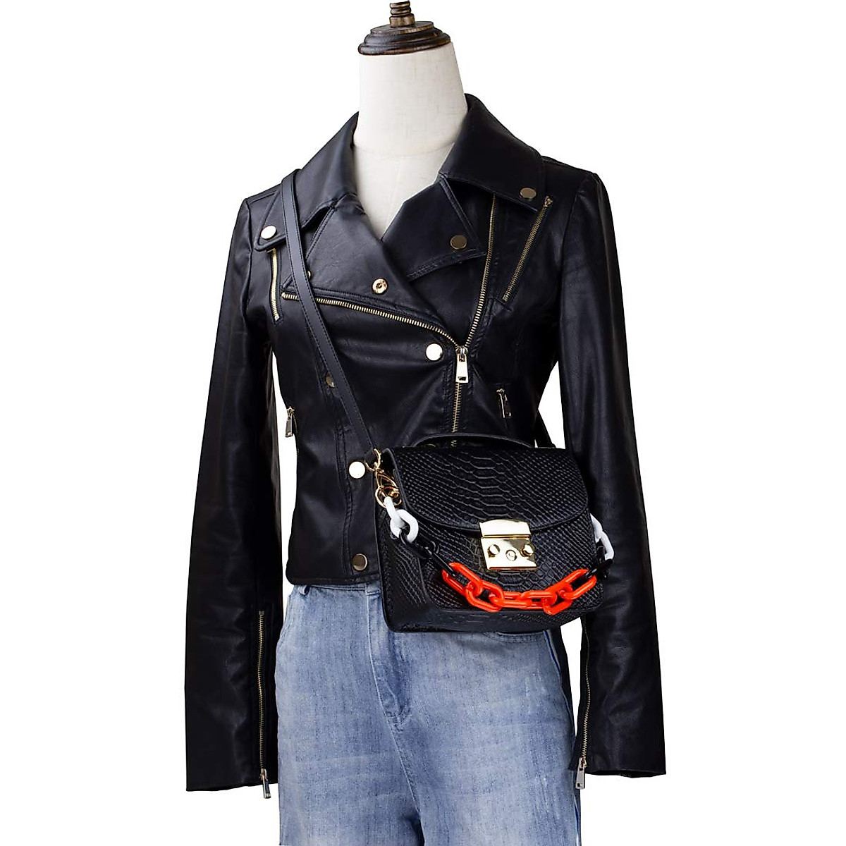 Allzedream Resin Purse Strap Acrylic Handbag Chain Replacement Shouder Bag (16in, Cool)