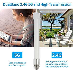 Nelawya WiFi Antenna Dual Band 2.4GHz 5GHz 5.8GHz 8dBi RP-SMA SMA Male Outdoor Indoor Antenna with 10ft KMR195 Cable for WiFi Router Hotspot Security IP Camera