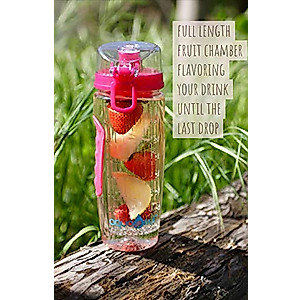 AquaFrut 32 OZ Fruit Infuser Water Bottle BPA-Free Fruit Infusion Sports Bottle - Flip Top Lid w Drinking Spout, Leak Proof, Made of Durable Tritan. Free Recipe eBook! (Teal)