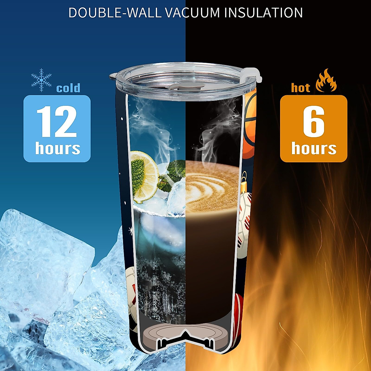 QWEUIOP 20oz Insulated Travel Coffee Mug Sport Christmas Stainless Steel Tumbler with Lid Double Wall Vacuum Coffee Cup For Hot and Cold Drinks14356