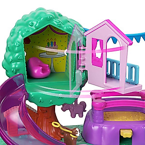 Polly Pocket Pollyville Playground Adventure Playset, Micro Polly Doll, Treehouse, Slide, Bouncy Castle, Jungle Gym, Ice Cream Cart, Peaches Figure & More, Great Gift for Ages 4 Years Old & Up