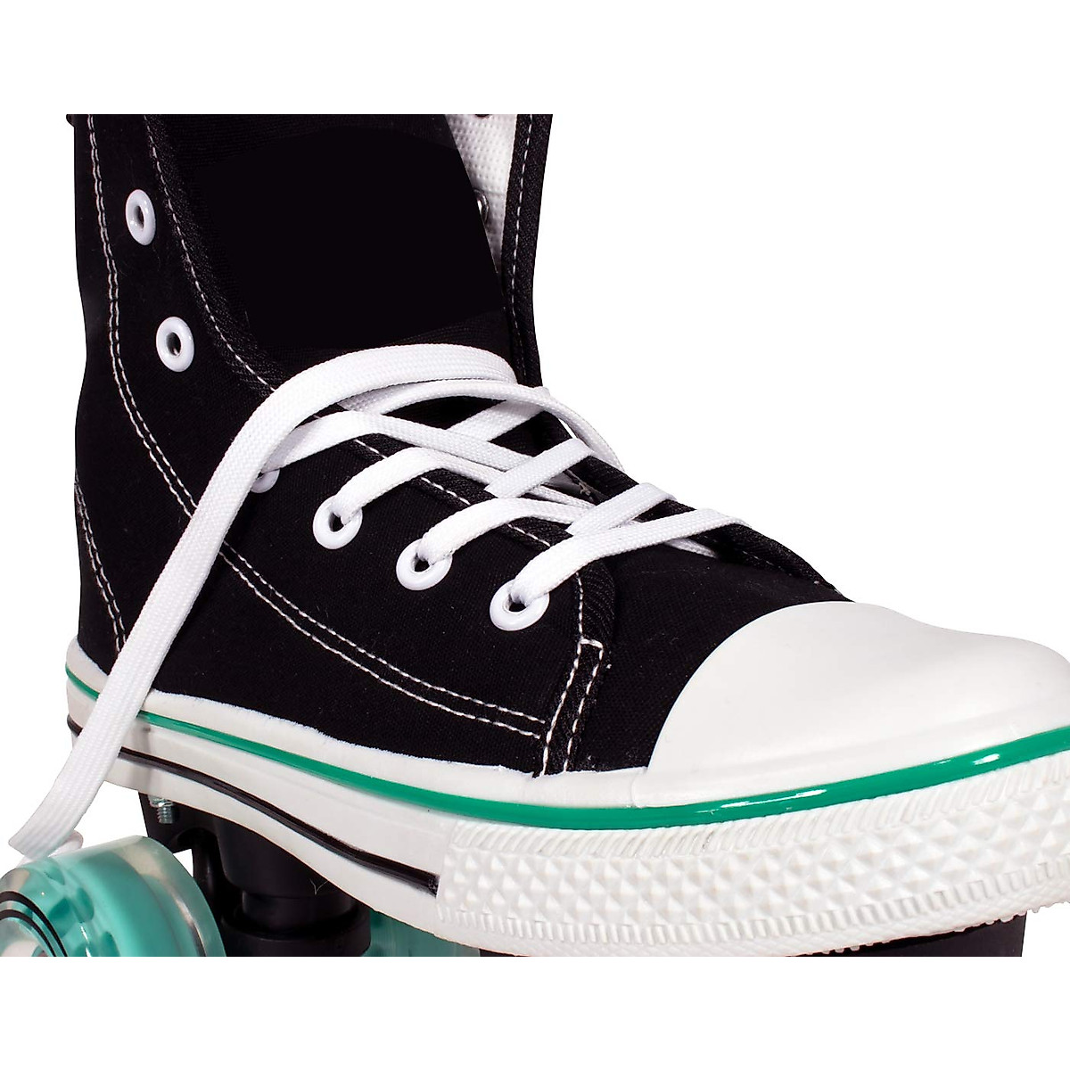 Lenexa MVP Roller Skates for Girls and Boys - Kid’s Unisex Quad Roller Skates with High Top Shoe Style for Indoor/Outdoor (Black/Teal, J13)