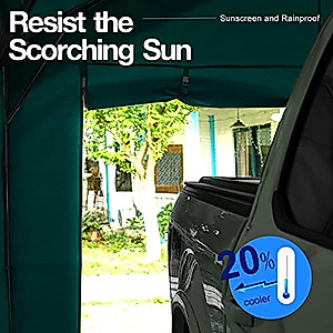 FINFREE 10 x 20 ft Heavy Duty Carport with Removable Sidewalls and Doors，Car Cnopy with 4 sandbags, Garage Shelter for Outdoor Party, Birthday, Garden, Boat, Green