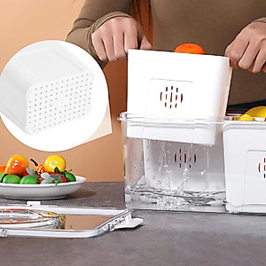 Fridge Storage Containers for Fruits and Vegetables Reusable 4 Removable Basket Fridge Organizers and Storage with Handle Produce Saver Fresh Keeper Bin Basket with Lids & Removable Drain Tray