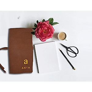 ANYA Artists Paint Brush Holder, 20 Slots Paint Brush Storage Canvas Roll up pouch for Acrylic Oil Watercolor, Dark brown PEDZEL (brushes not included)