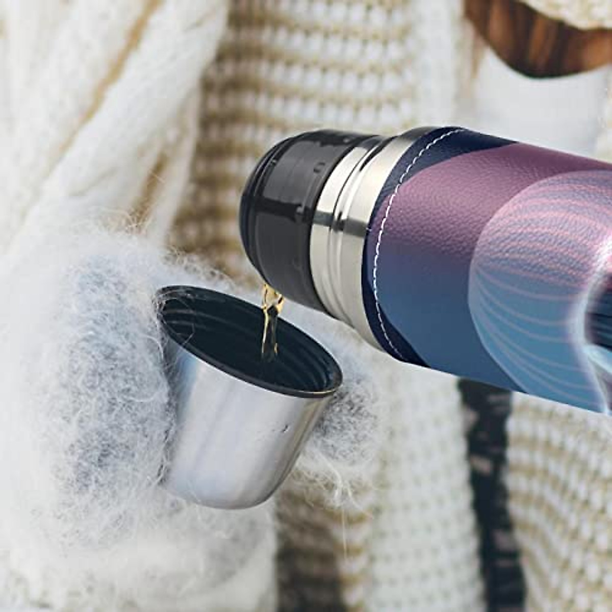 Stainless Steel Leather Vacuum Insulated Mug Jellyfish Thermos Water Bottle for Hot and Cold Drinks Kids Adults 16 Oz