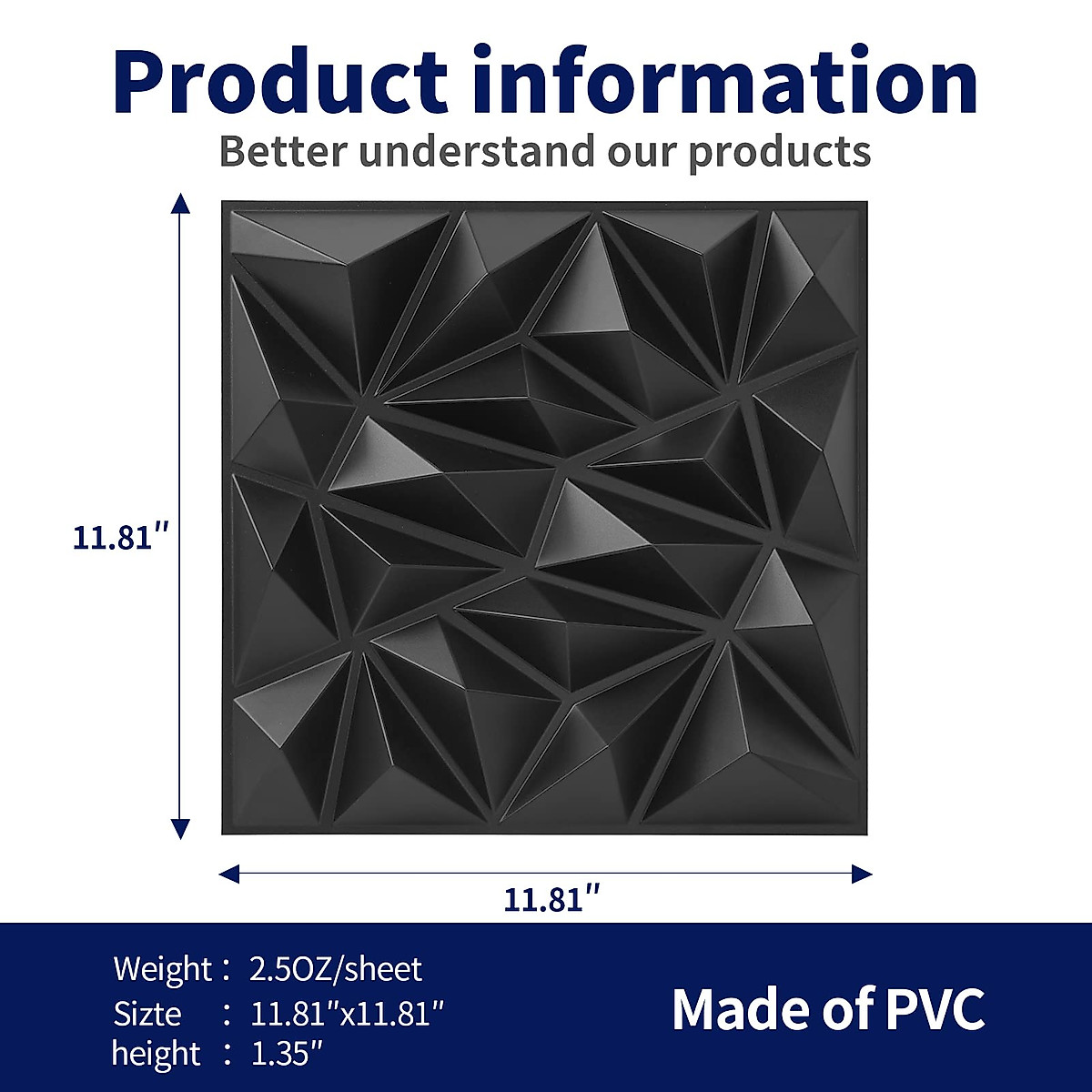 Art3dwallpanels 33 Pack 3D Wall Panel for Interior Wall Décor, PVC Textured Wall Panels, 3D Wallpaper Modern Wall Tiles, Black