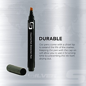 SILVER by AccuBANKER (5 Counterfeit Pens) Counterfeit Bill Detector Pen with Chisel Tip, Money Checker, Detector Pen Detects Fake Counterfeit Bills from Most World Currencies