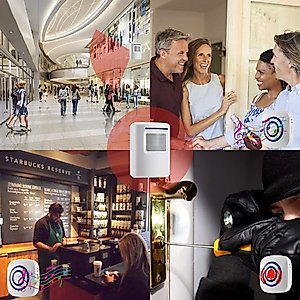 Wireless Home Security Driveway Alarm,Motion Sensor Alert Outdoor Chime Kit with 1 Plug-in Receiver and 2 PIR Motion Sensor Detector Alert for Business Home Office Shop, LED Indicators