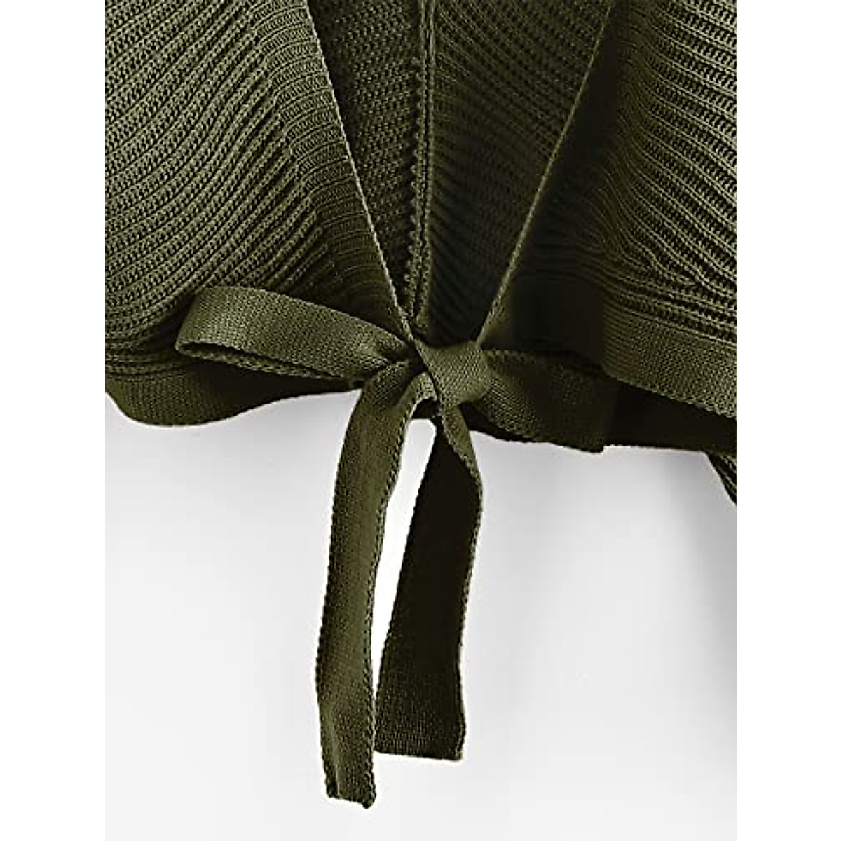 ZAFUL Women's Ripped Solid V Neck Ribbed Knitted Jumper Loose Sweater Long Sleeves Wrap Cropped Pullovers Top