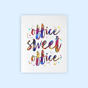 Dignovel Studios Unframed 8X10 Watercolor Office Sign Print Quotes Office Sweet office Funny Watercolor Art Print dnc37