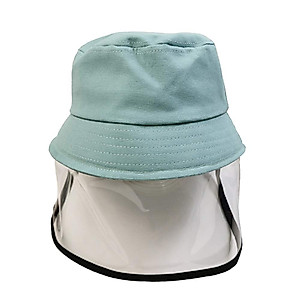 G' abigale Fairy Children Kids Anti-Saliva/Anti-Droplet/Anti-Wind and Dust/Anti-UV Sun Protection Bucket Hat with Wide Brim &Transparent Full Face Cover Protection for Head, Neck, Eyes (Blue)