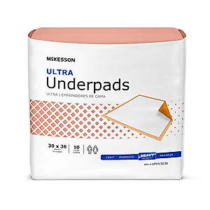McKesson Ultra Underpads, Adult Incontinence Bed Pads, Chux, Disposable, Heavy Absorbency, 30 in x 36 in, 100 Count