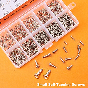 1000Pcs mini screw kit M1 M1.2 M1.4 M1.7 Phillips pan Head Micro Screws Self-Tapping Electronic small metric screw PA Nickel-Plated