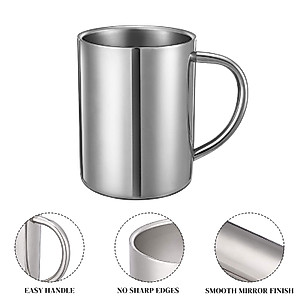 Bidponds 9.5oz / 280ml Double Walled Coffee Mug, Stainless Steel Tea Cups, Travel Camping Mugs