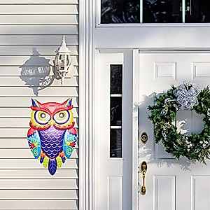 Cruis Cuka Metal Owl Wall Decor for Outside Garden Decoration Yard Art Outdoor Patio Fence Lawn Ornament 13.8 x 8.3 x 0.4 Inch