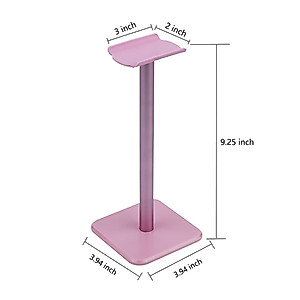 Deear Headphone Stand Gaming Headset Holder Universal Aluminum Metal Headphone Holder Hanger with Aluminum Supporting Bar Flexible Headrest ABS Solid Base for All Headphone, Pink