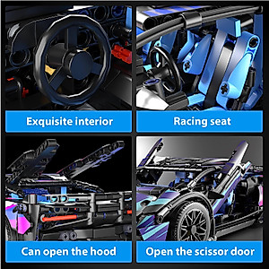 hahaspil Race Cars Building Blocks Gift for Adults, Boys and Girls, 1100PCS, Toys for Ages 8-13 Game of Speed and Champions Lagos Toy Model Car Building Kit Iconic Collector Set