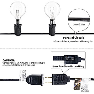 Brightown Outdoor String Lights 25FT G40 Globe Patio Lights with 27 Edison Glass Bulbs(2 Spare), Waterproof Connectable Hanging Light for Backyard Porch Balcony Party Decor, E12 Socket Base, Black