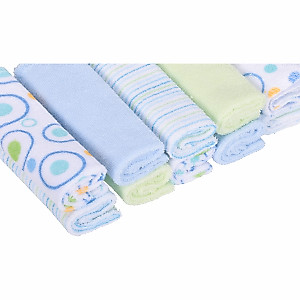 Spasilk Washcloth Wipes Set for Newborn Boys and Girls, Soft Terry Washcloth Set, Pack of 10, Blue Circles