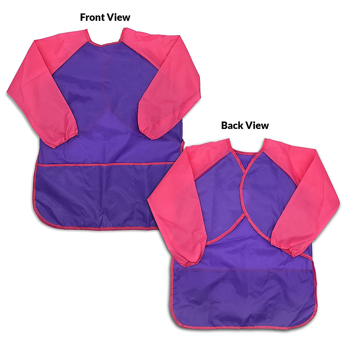 Smocks For Kids - 2 Pack Kids Smock, Toddler Smock, Water Resistant Washable Eco Friendly Long Sleeve Painting Aprons with Pockets for Arts, Crafts, Painting, School, Projects, DIY, Children Ages 2 -7