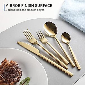 Velaze 30 Piece Gold Silverware Set for 6 with Fancy Gift Box, Premium Stainless Steel Flatware Set, Mirror Polished Cutlery, Durable Forks Spoons and Knives Set, Kitchen Utensils Sets