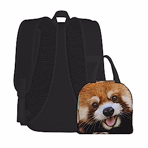 Xubrextas 2pcs Backpack Set For Boys,Red Panda Backpacks And Lunch Box For Girl Elementary Bags Teens Bookbags