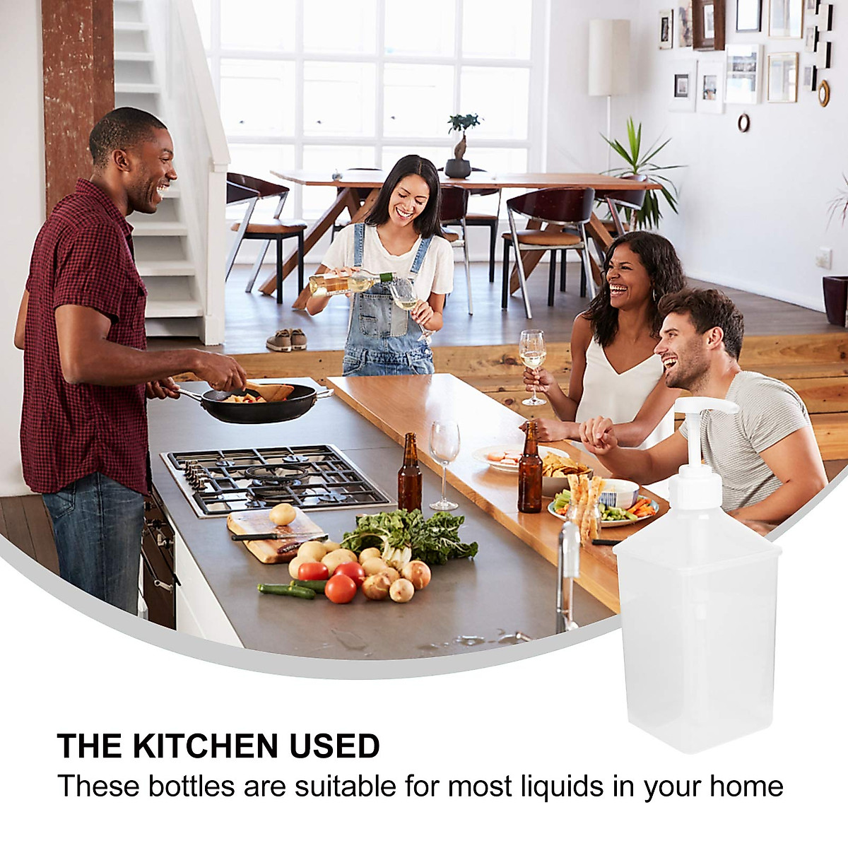 Cabilock 3PCS Plastic Squeeze Condiment Bottles Mason Jar Syrup Honey Dispenser Pump Bottle for Juice Ketchup Cookie Sauces 1100ML (White)