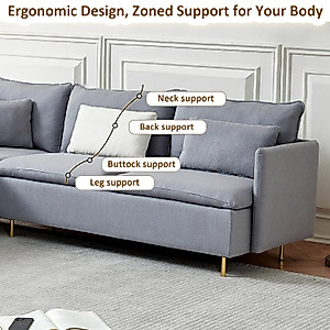 VASOENY 92.1 X 92.1'' Modular Sectional Couch, Boucle Teddy Fabirc Corner Sofa, 5 Seat L Shaped Sofa Couch, Modern Couch with 5 Waist Pillow for Living Room, Office, Convertible Chaise Lounge