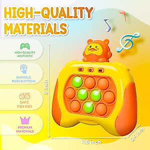 Marlo & Buzz Quick Push Toy with Popit Game Controller, Pop Fidget Animal with LED Electronic Popper - Improve Kids Reaction Speed and Reflexes, Fast Bubble Light Toy, Pocket Game