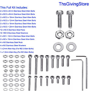 50PCS Headshell Screws, Universal Turntable Cartridge Headshell Mounting Kit, 304 Stainless Steel Button Head Hex Socket Cap Screws Bolts, Washers, Nuts Assortment Kit with Wrenches