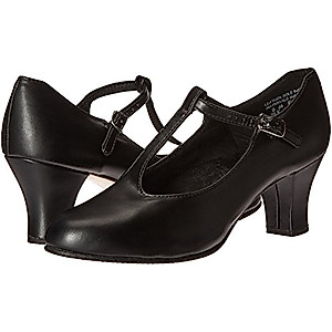 Capezio Womens Jr. Footlight T-Strap Dance Shoe, Black, 8 US