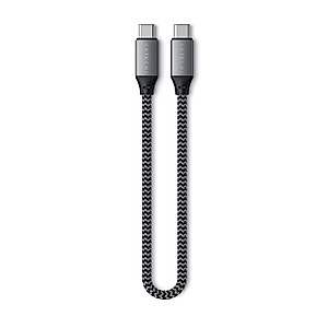 Satechi USB C to USB C 4.0 Pro Cable, 140W Power Delivery, 8K Resolution @ 60Hz, 4K @ 120Hz Single or 4K @ 60Hz Dual Display, 40Gbps Data Transfer, Downward Compatible to 2.0 USB C Devices (10in/25cm)