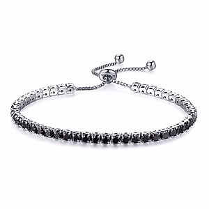 MONIYA Adjustable Women Cubic Zirconia Tennis Bracelet Wedding Engagement Simulated Birthstone Jewelry