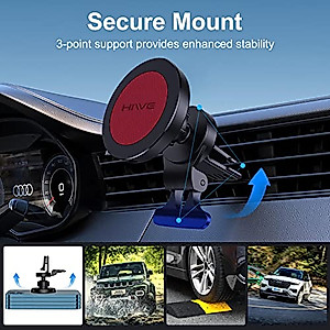 Magnetic Wireless Car Charger, Design for MagSafe Car Mount Charger, Strong Magnetic 15W Fast Charging Car Charger Phone Holder with USB Car Charger for MagSafe iPhone 14/13/12 Series (Red)